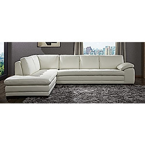 J and M Furniture 625 Italian Leather Sectional White, Transitional