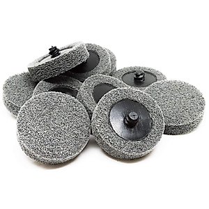 Benchmark Abrasives 2" Quick Change Silicon Carbide Non-Woven Surface Preparation Wheels for Sanding Polishing Paint Removal, Male R-Type Backing, Die Grinder Discs (10 Pack) - (Grey)