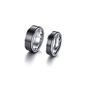 VNOX Personlized 6MM Two-tone Stainless Steel Spinner Rings for Promise Engagement Wedding Bands,Size 7