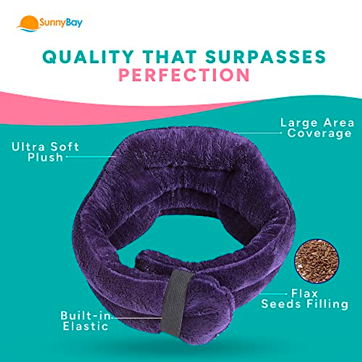 SunnyBay Microwave Heating Pad, Microwavable Heated Neck and Shoulder Wrap with Wide Neck Coverage, Hands-Free Moist Aromatherapy Hot or Cold Pack with Lavender, FSA HSA Approved, 26x5 Inches, Purple