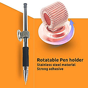 Pen Holders Rotable Self Adhesive Pen Holder Single Hole Pen Adjustable Spring Loop Clip Holder For Netbook Refrigerator Clipboard Office Accessories Supplies (Silver)