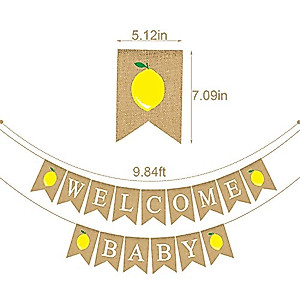 Jute Burlap Welcome Baby Banner Lemon Themed Baby Shower Diaper Party Decoration Supply