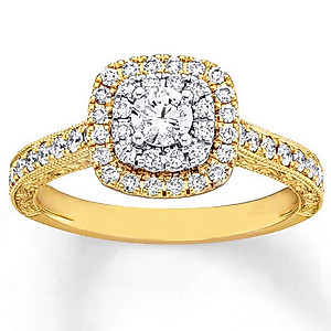 Aihpos Halo Engagement Rings for Women 1.25 Carat(ctw) Moissanite Wedding Rings 925 Sterling Silver 10K 14K 18K Gold Promise Anniversary Rings for Women with Free Text Engraving (14K Gold)