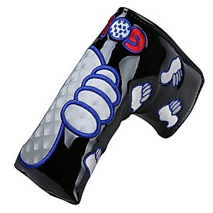 Sword &Shield sports Thumb PU Golf Putter Headcover for Blade Style Golf Club Head Cover with Magnetic Headcovers (Black)