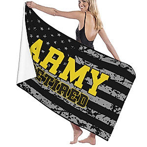 Army Retired Beach Towel Absorbent Bathroom Towels Microfiber Beach Towels Oversized Super ​32x52 Inch