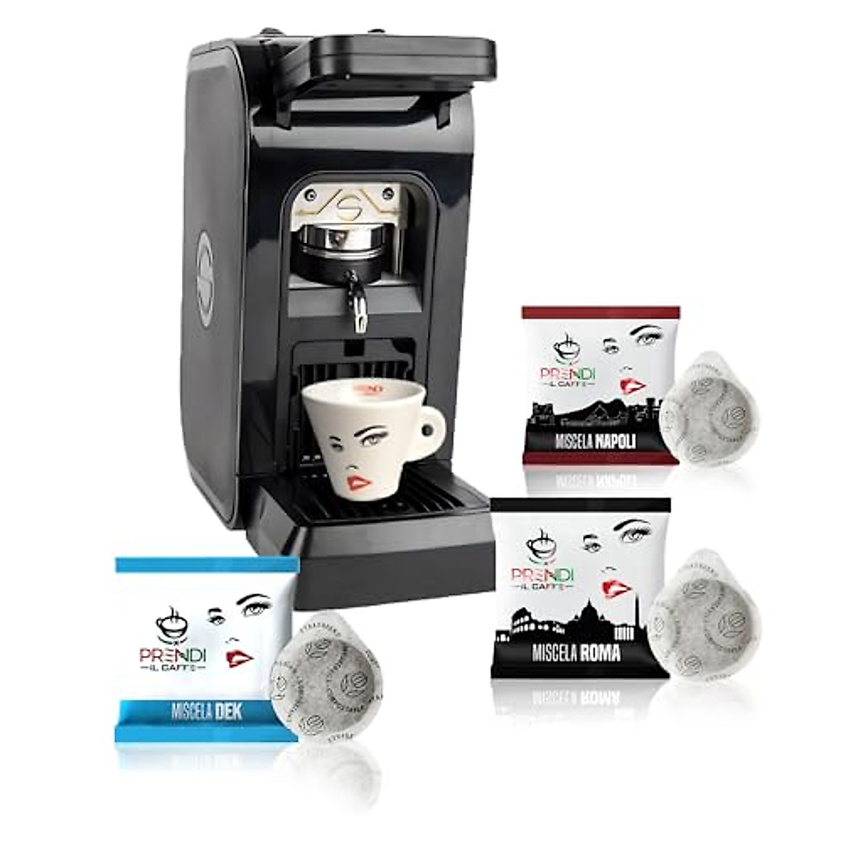 PRENDI Spinel Ciao Espresso Coffee Machine, Single Serve Coffee Maker, Espresso Coffee Pod Machine Comes with 100 pods FREE ((Guaranteed to Boost Your Morning)