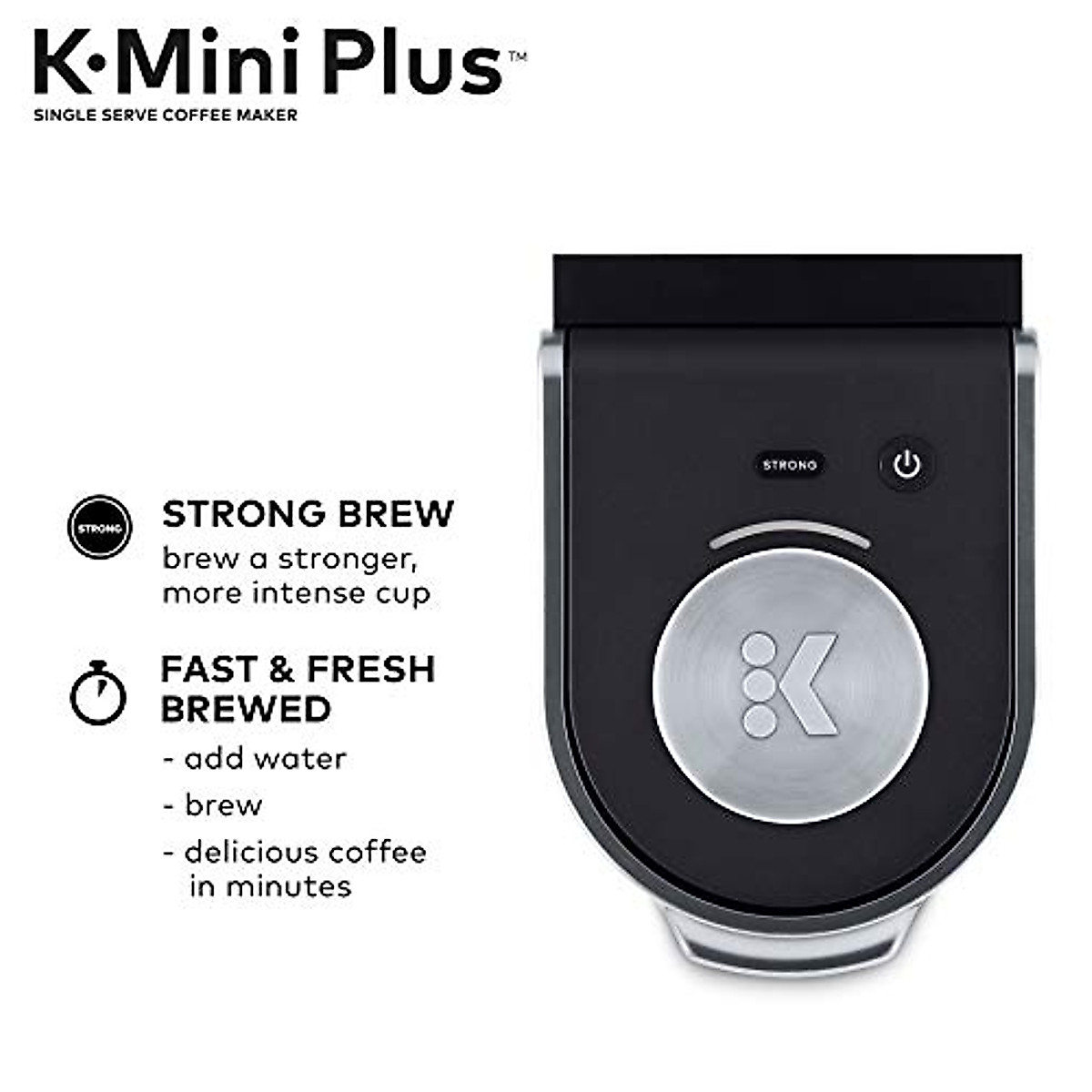 Keurig K-Mini Plus Coffee Maker, Single Serve K-Cup Pod Coffee Brewer, 6 to 12 oz. Brew Size, Stores up to 9 K-Cup Pods, Black
