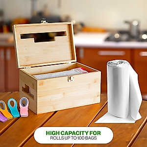 Trash Bag Dispenser – Extra Large Garbage Bag Roll Holder Storage Under Sink - Kitchen Bag Container Organizer - Includes Set of 4 Magnetic Clips