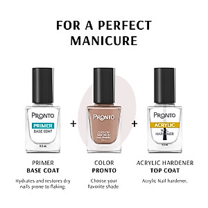 Pronto Acrylic Nail Hardener - Clear Top Coat Nail Polish for Nail Strengthening and Protection | Quick Dry Clear Polish Top Coat for Glossy & Shiny Finish | No Wipe, No UV Lamp, 11.5mL (Pack of 1)