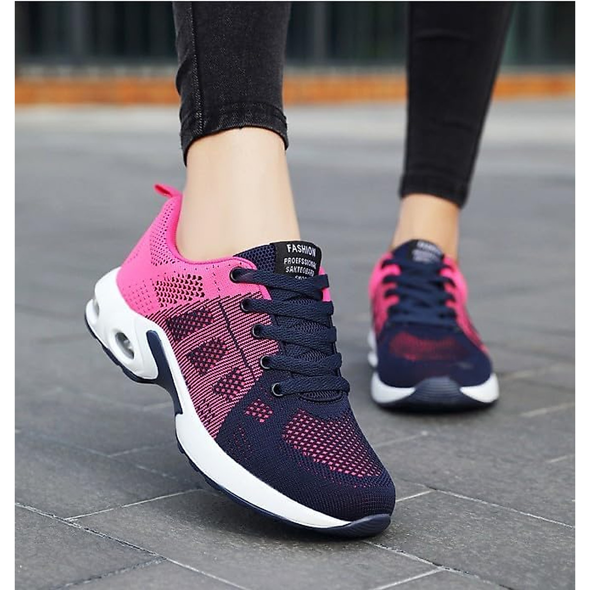 Musabela Orthopedic Sneakers for Women, Ortho Pro The Most Comfortable Orthopedic Shoes,Women's Running Walking Shoes,Mesh Casual Breathable Knit Air Cushion Shoes (US6.5-7, Blue-red)