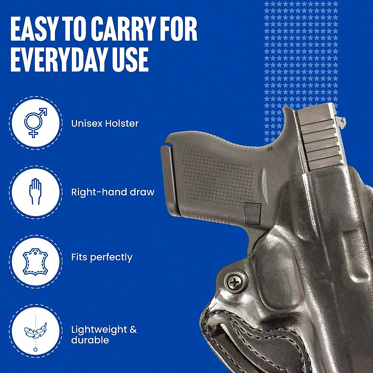 DeSantis Mini Slide Holster, Premium Gun Holster, Made of Premium Saddle Leather, Fits Glock 43, Glock 43X, Glock 48, Adjustable Tension Device, Right-Hand Draw, Black