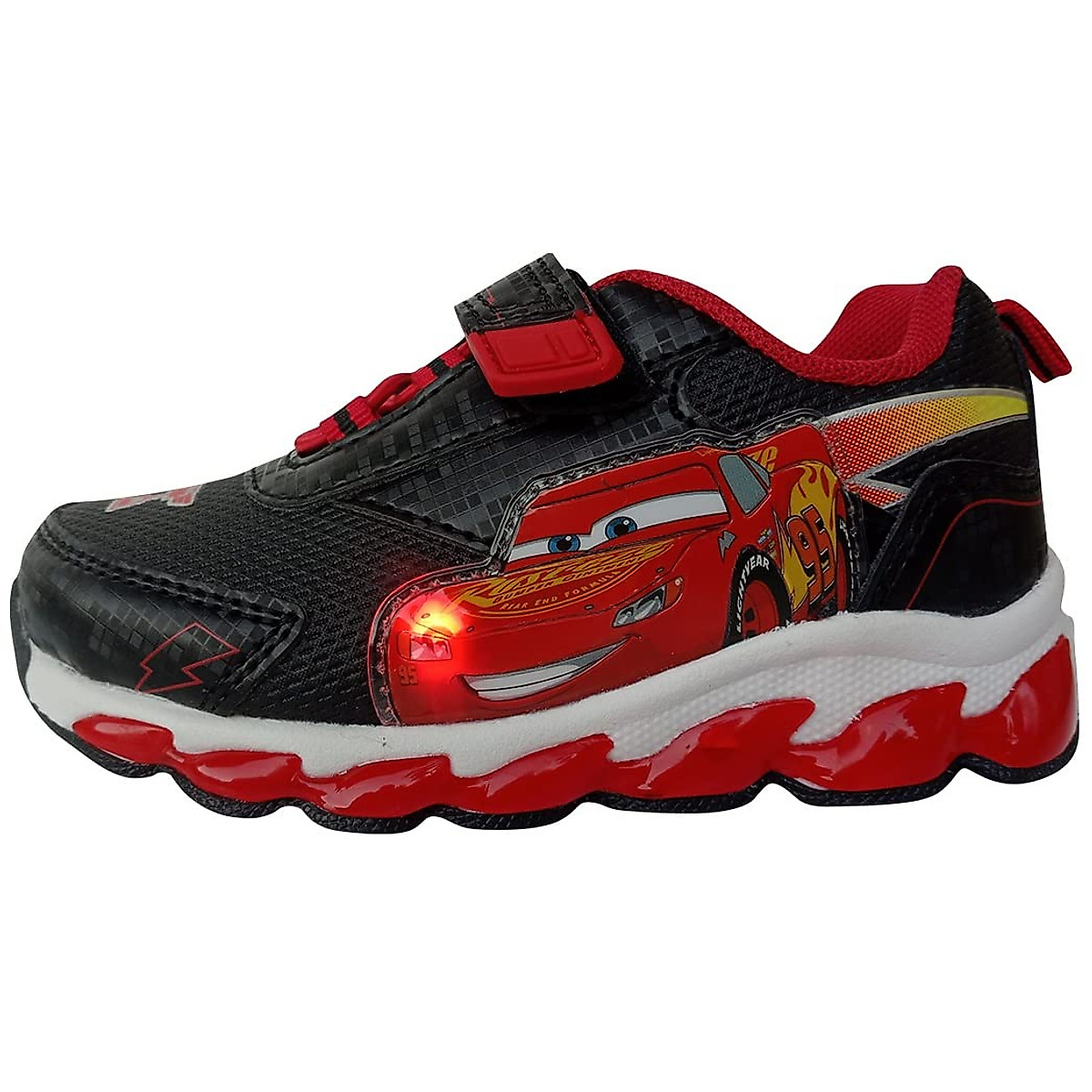 Disney Boy's Lightning McQueen Cars Light Up Sneakers (Black, Numeric_9)