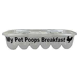 Plastic Egg Storage Containers with Lids and Custom Messages designed to make you smile! Great Gift! (My Pet Poops Breakfast)