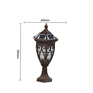 XIAOXY 50cm Solar LED Column Headlight European Outdoor Waterproof Rustproof Wall Garden Light Garden Villa Home Street Lights Aluminum Glass Corrosion Resistant Fence Deck Lights