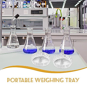 100pcs Aluminum Foil Weighing Dish Surface Plate Sample Weighing Tray Balance Weighing Pans Lab Equipment Chemistry Weigh Boats Weighing Plates Sample Weighing Dishes Storage Trays