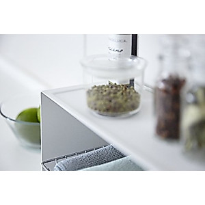 Yamazaki Home Tower Stackable Alloy Steel Kitchen Rack – Storage Organizer Counter Shelf White Small