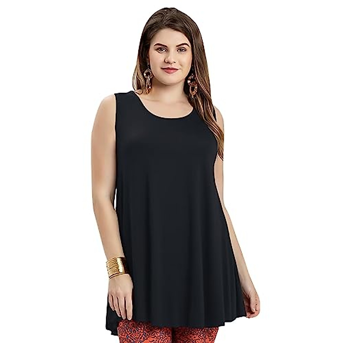 LARACE Tank Tops for Women Plus Size Sleevelss Tunic Casual Summer Clothes Swing Shirts for Leggings (2X, Black)