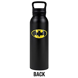 Batman - Logo OFFICIAL Batman Classic Logo 24 oz Insulated Canteen Water Bottle, Leak Resistant, Vacuum Insulated Stainless Steel with Loop Cap, Black