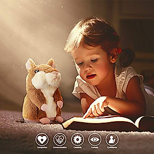 SANJOIN Kids Toddler Toys for Ages 2-4, Talking Hamster Repeats What You Say, Interactive Plush Repeating Toy for 2 3 4 5 6 8 Year Old Boy Girl Birthday Gift (Brown)