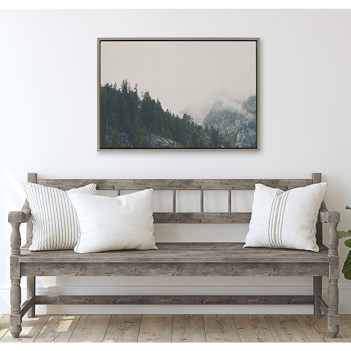 Kate and Laurel Sylvie Power of Imagination Framed Canvas Wall Art by Laura Evans, 23x33 Gray, Beautiful Mountain Wall Decor