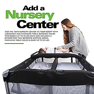 Joovy Room² Large Portable Playpen for Babies and Toddlers with Nearly 10 sq ft of Space, Large Mesh Windows for 360 View, and Waterproof Mattress Sheet - Folds Easily when Not in Use (Charcoal)