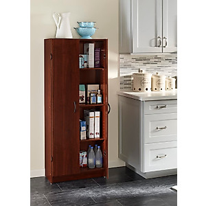 ClosetMaid Pantry Cabinet Cupboard with 2 Doors Adjustable Shelves, Standing, Storage for Kitchen, Laundry or Utility Room, Dark Cherry