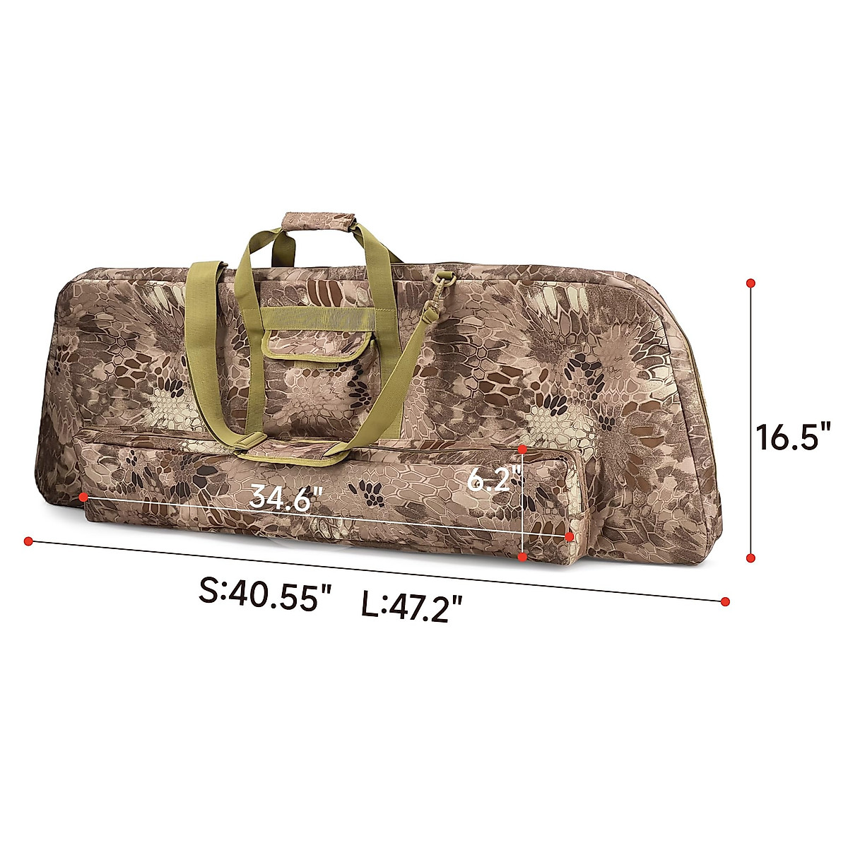 Silfrae Compound Bow Case Soft Bow Case Compound Bow Carry Bag with Arrow Pocket (Camo Brown, L)