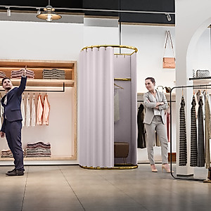 Clothing Store Fitting Room with Shading Curtain, Portable Temporary Mobile Privacy Protection Dressing Room, Foldable Mall Simple Changing Room and Display Rack, 200x100x95cm (Grey)