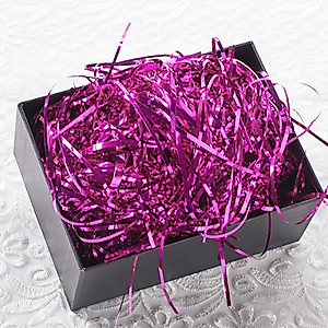 Amsthow Gift Wrap Shredded Filler Basket Grass 1/2 LB Shiny Pink Cut Shred Raffia Box Stuffing for Christmas Birthday Wedding Wrapping Shower (Pink)