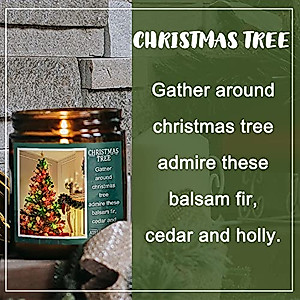 Christmas Tree Candles Soy Candle Gifts for Women Men Balsam Fir Cedar Holly and Evergreen Holiday Scented Candles for Home 50 Hour Burn Time 7oz Clear Jar Candle