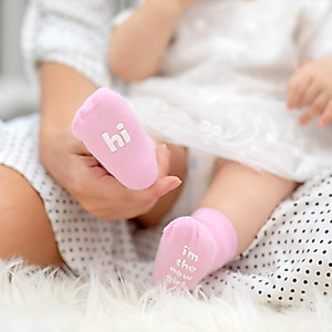 Baby Girl Socks Gift Set - Unique Baby Shower or Newborn Gift For Her - 4 Pairs of Cute Quotes in Gift Box