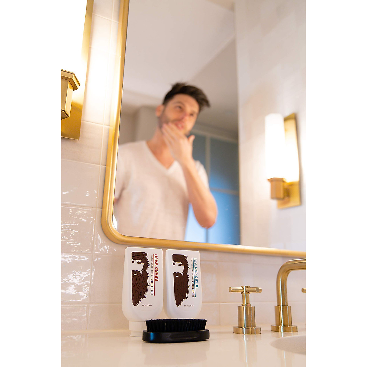 Billy Jealousy Original Beard Envy Facial Hair Refining Kit - with Beard Wash Beard Control and Boar Bristle Brush for Clean, Hydrated, Soft, Tamed Unruly Mane