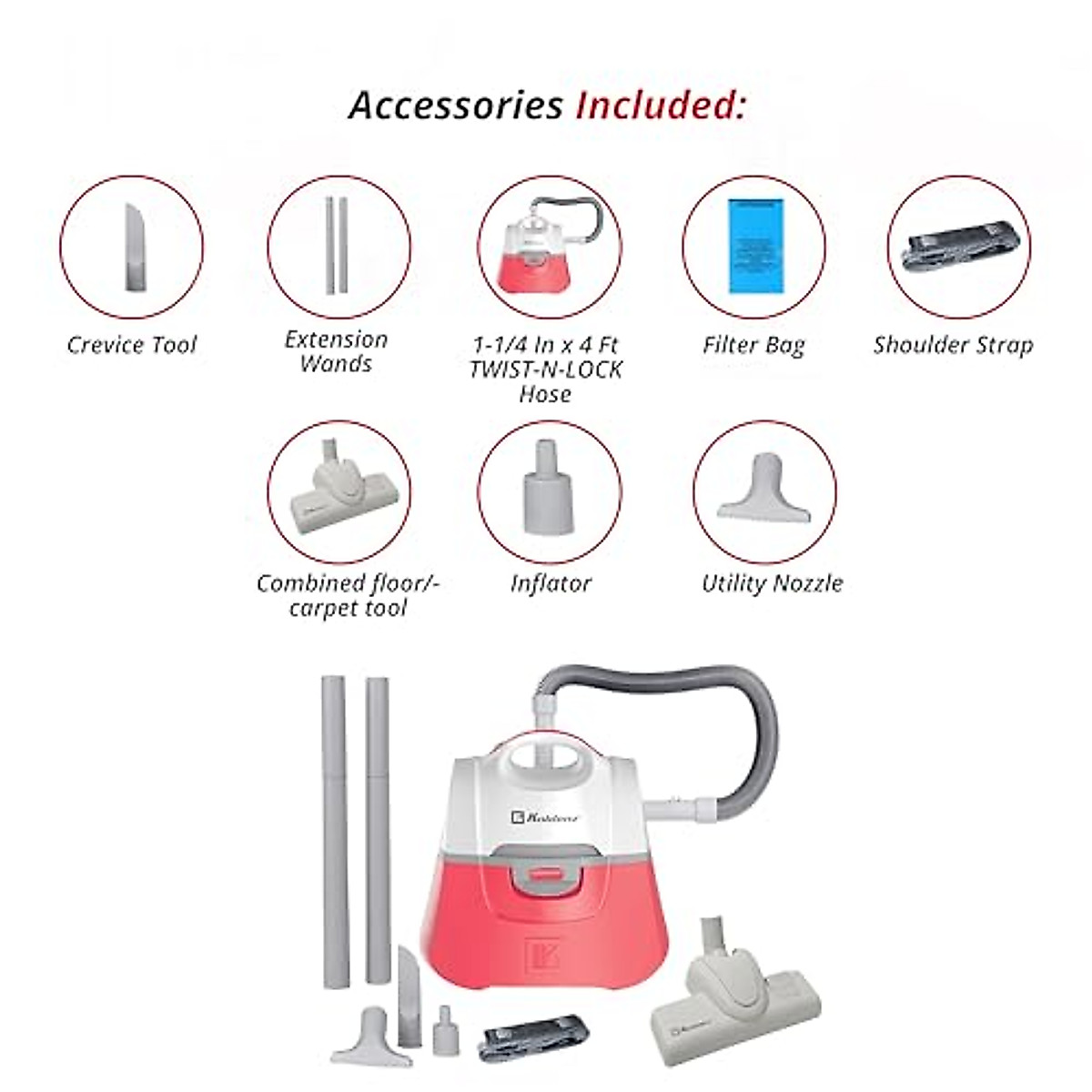 Koblenz PV-525KG5 Wet-Dry Vacuum, 3 Gallon, Pink