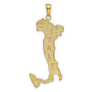 Solid 14k Yellow Gold Large Italy Souvenir Pendant Charm - 39mm x 17mm