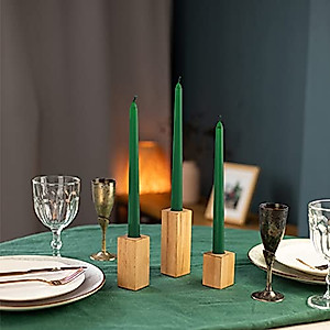 CANDWAX 10 inch Taper Candle Sticks Long Burning Set of 12 - Dripless Dinner Candles for Table Look Like Matte Metallic Candles and are Ideal for Any Occasion - Green Metallic Candles