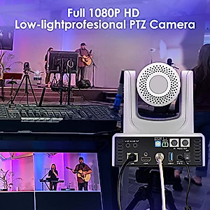 PTZ Camera,20X SDI Camera with Optical Zoom Video Camera Support POE with IP Live Streaming, Simultaneous 3G-SDI and USB Output, HDMI PTZ Camera for Conferences, Church, Teaching