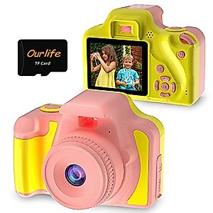 Ourlife Kids Camera for Girls, 12MP 1080P Digital Camera with 2 Inch IPS Screen, Kids' Camera with 8 Effect Filters & 10 Frames - Makes a Perfect Christmas Birthday Gift for Children Aged 3-8