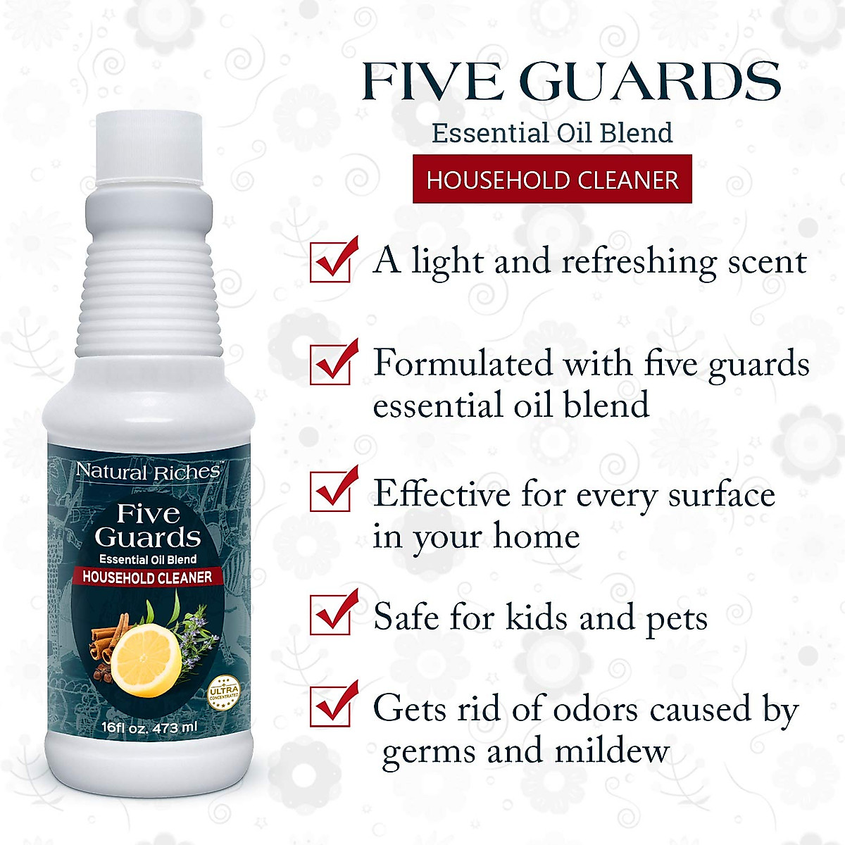 Natural Riches Household Cleaner Concentrate Five Guards from The Tales of French stories of Thieves Essential oil blend household cleaner - 16 fl oz