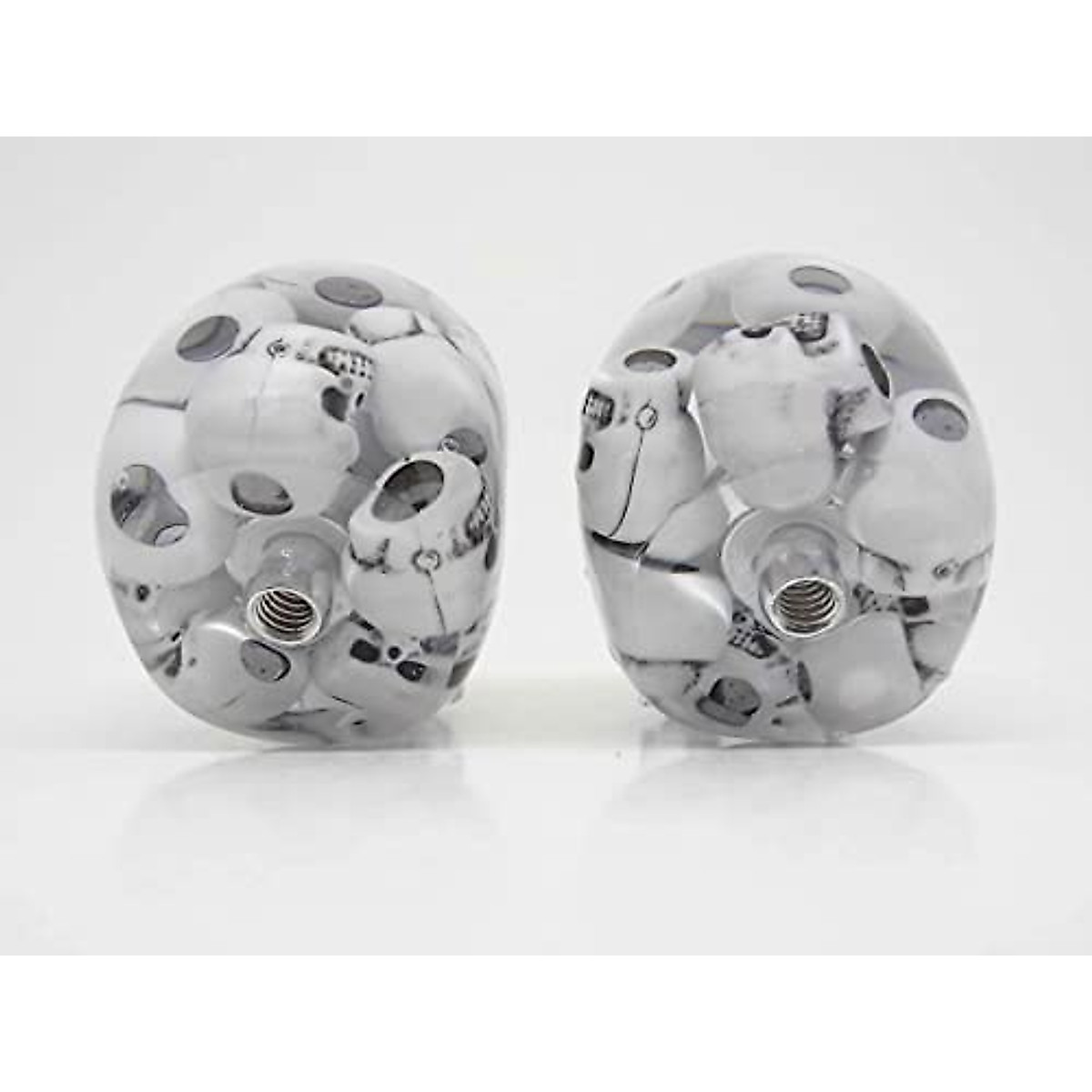 Clear Skull Door Knobs Drawer Knobs with Mini Skull Beads (Set of 2)