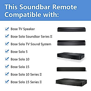 New Remote Control for Bose Solo 5 10 15 Series II TV Sound System 418775 410376 431974 845194 838309-1100 740928-1120 Bose Solo Soundbar Series II and TV Speaker