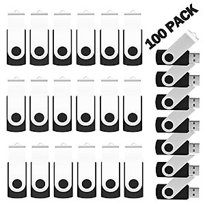 1GB Bulk Flash Drive 100 Pack EASTBULL USB 2.0 Flash Drives Bulk Thumb Drives Bulk USB Drives Pack Storage (Black)