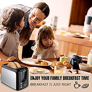 Toaster 2 Slice Stainless Steel Toaster Two Slice Toaster with Removable Crumb Tray Toaster Wide Slot Toasters 2 Slice Best Rated Prime with 7 Bread Shade Settings and Bagel, Defrost, Cancel Function for Bread (Black-OO)