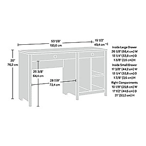 Sauder Dover Edge Computer Desk with Drawers, L: 53.15" x W: 19.45" x H: 30.0", Glacier Oak Finish