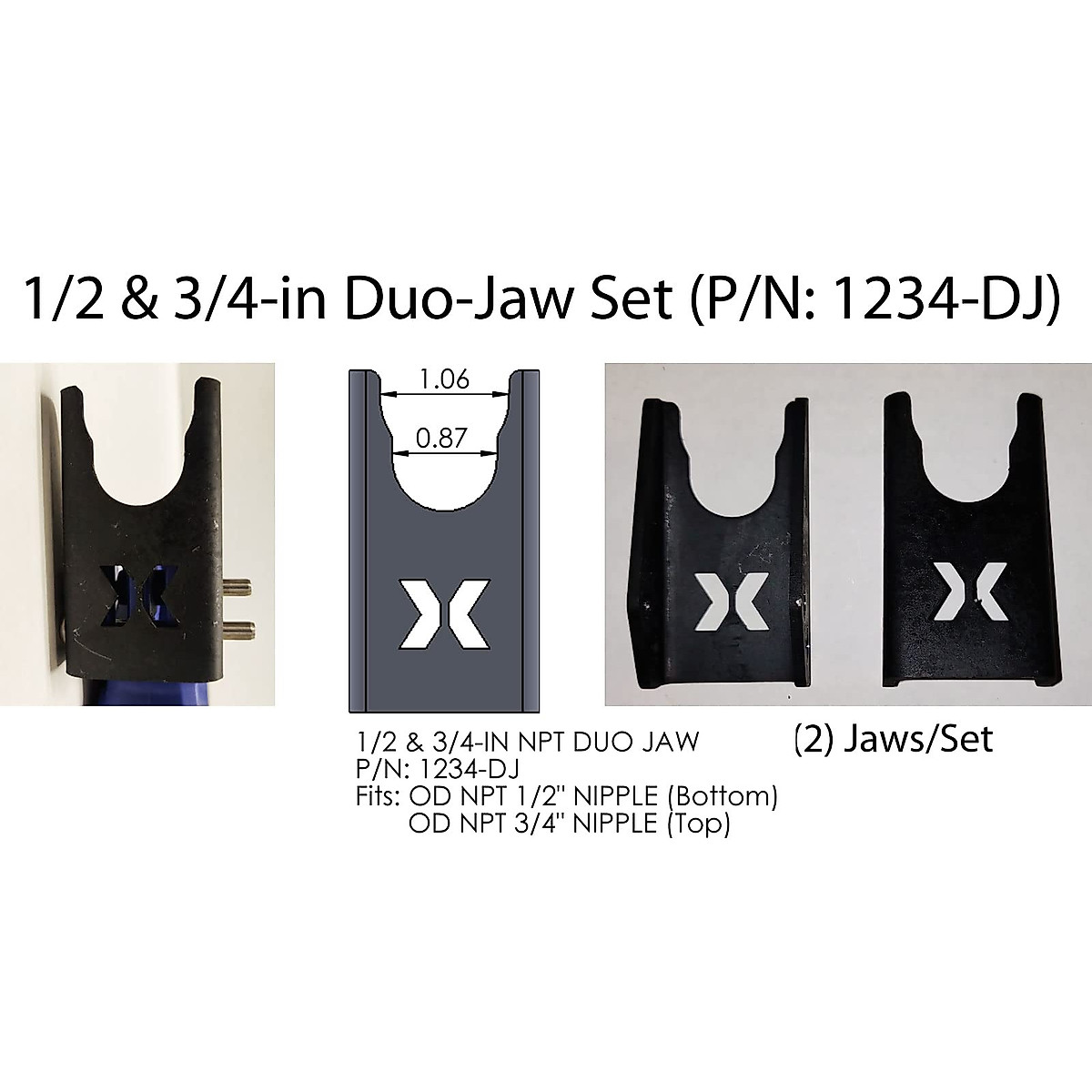 Jaw Set for QC-Mate by XBoom Coupler (1/2" & 3/4" Duo-Jaw Set (1234-DJ))