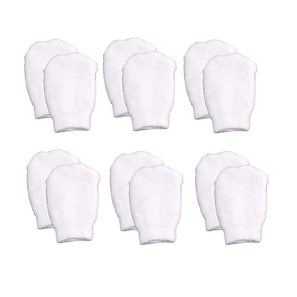 White Newborn Baby Mittens by Nurses Choice (Includes 6 Pairs of No Scratch Cotton Mittens)