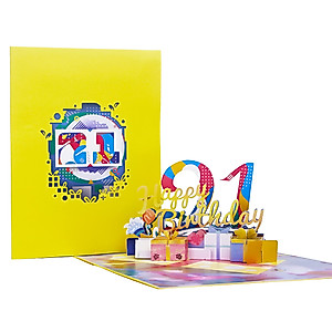 Ribbli Happy 21st Birthday Handmade 3D Pop Up Card,Greeting Card,21 Birthday Card,For Happy Birthday Card,21 Year Old Card,with Envelope