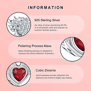 NINGAN January Birthstone Charms for Pandora Charms Bracelet, Angel Wings 925 Sterling Silver Love Heart Bead Pendant Birthday Christmas Jewelry Gift for Women