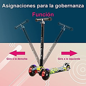 Scooter for Kids 3 Wheels Scooter Kids Scooter 4 Adjustable Height Lean to Steer Extra-Wide Deck Kids Scooter with LED Light Up Wheels Toddlers Girls & Boys from 3 to 12 Year-OldLearn to Steer