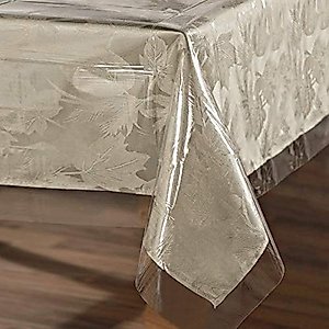 sancua Clear Plastic 100% Waterproof Tablecloth - 54 x 78 Inch - Vinyl PVC Rectangle Table Cloth Protector Oil Spill Proof Wipe Clean Table Cover for Dining Table, Parties & Camping, Crystal Clear
