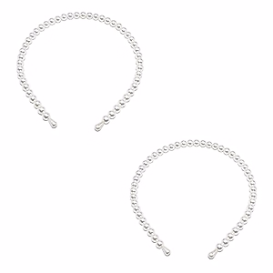 Ruwado 2 Pcs Pearl Headband with Faux Peal Vintage Headpiece Cute Hair Loop Accessories for Women Girls Wedding Gathering Casual Parties Bridal Supplies (Pearl - 8 mm)